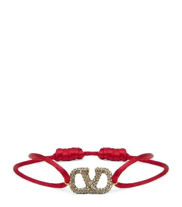 Valentino Garavani Embellished Vlogo Signature Bracelet - Red