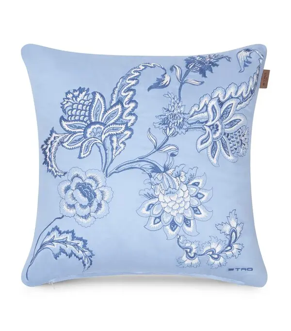 Etro Cotton Bloom Embroidered Cushion - Blue