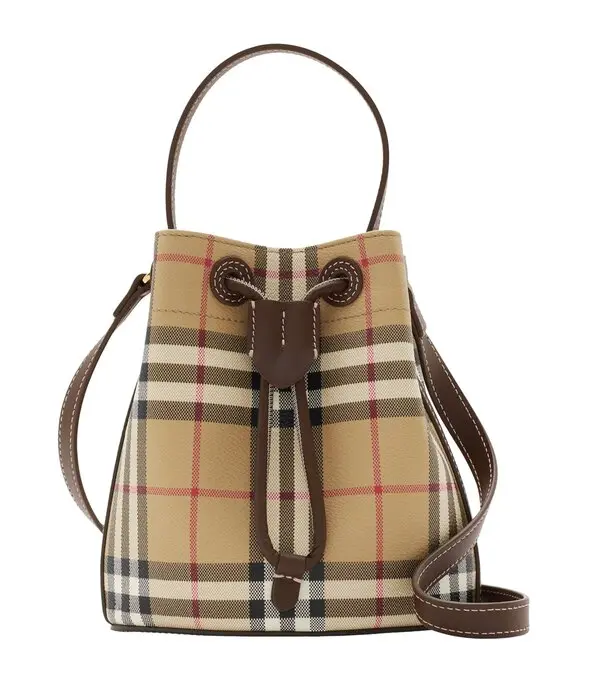 Burberry Mini Check Bucket Bag - Beige