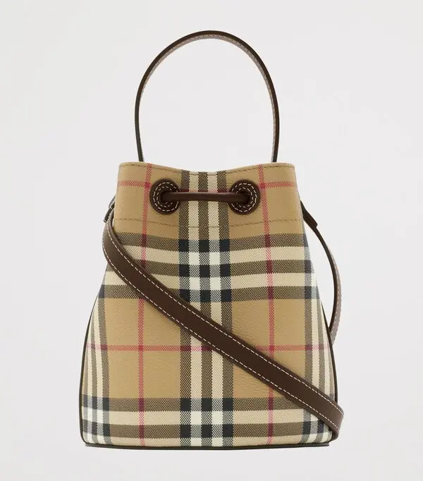 Burberry Mini Check Bucket Bag - Beige