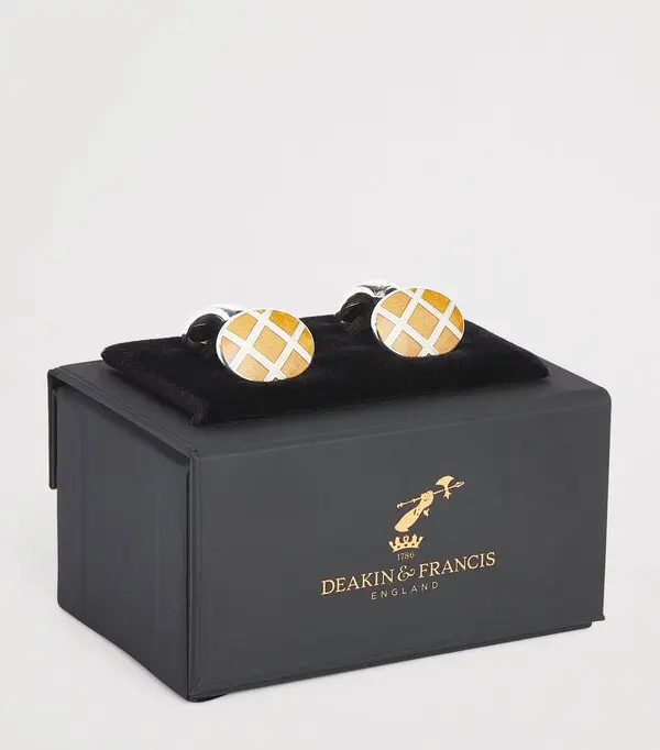 DEAKIN & FRANCIS Sterling Silver And Enamel Cufflinks - Brown
