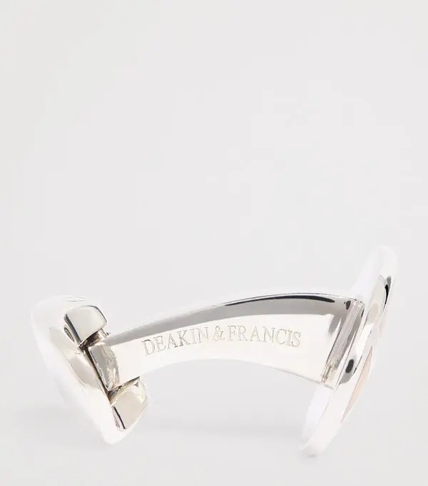 DEAKIN & FRANCIS Sterling Silver And Enamel Cufflinks - Brown