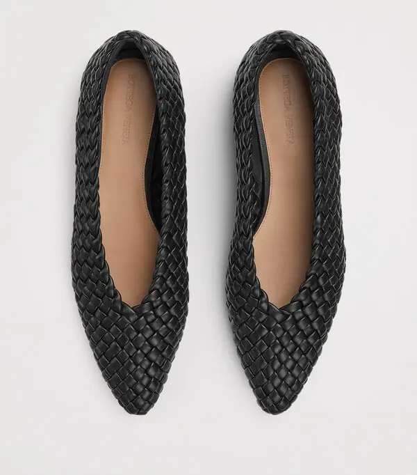 Bottega Veneta Intreccio Leather Sofia Ballet Flats - Black