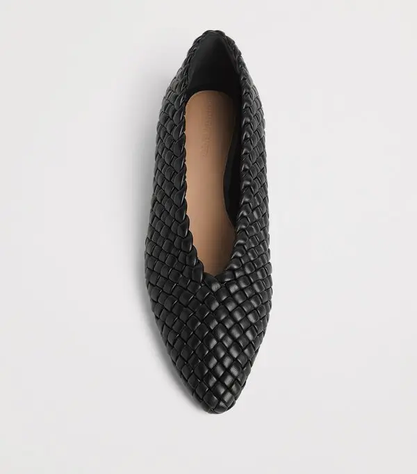Bottega Veneta Intreccio Leather Sofia Ballet Flats - Black