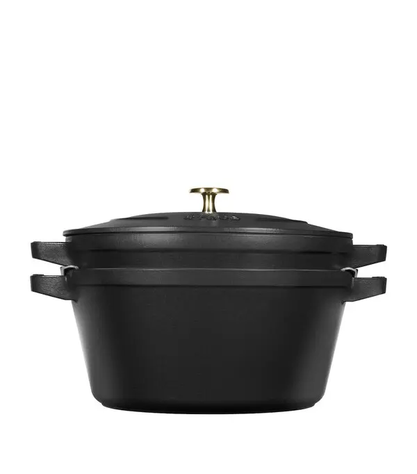 STAUB 2-piece Round Stackable Cocotte Set - Black