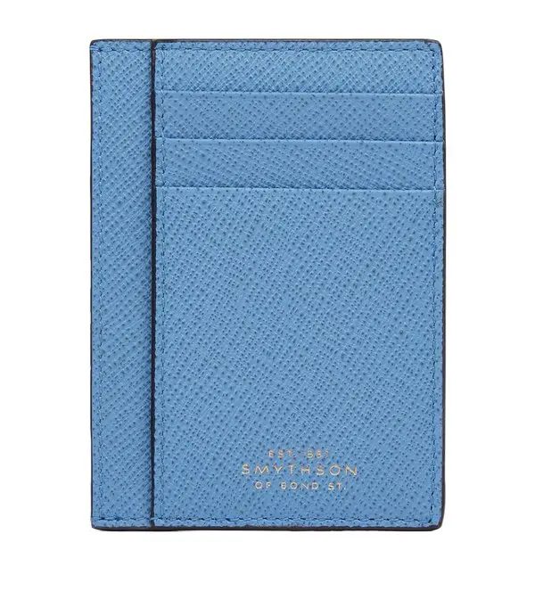 Smythson Panama Leather Compact Card Holder - Blue