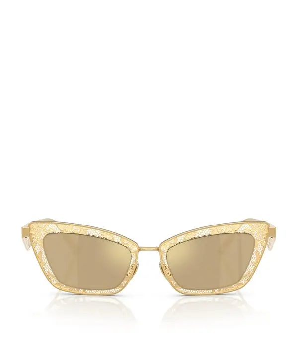 Dolce & Gabbana Steel Square Frame Sunglasses - Gold