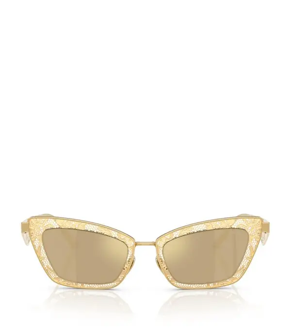 Dolce & Gabbana Steel Cat Eye Sunglasses - Gold