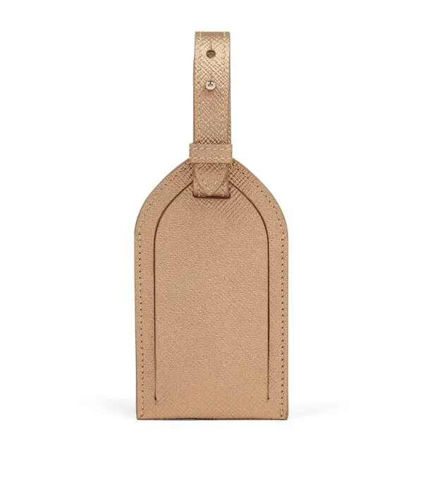 Smythson Panama Leather Luggage Tag - Metallic