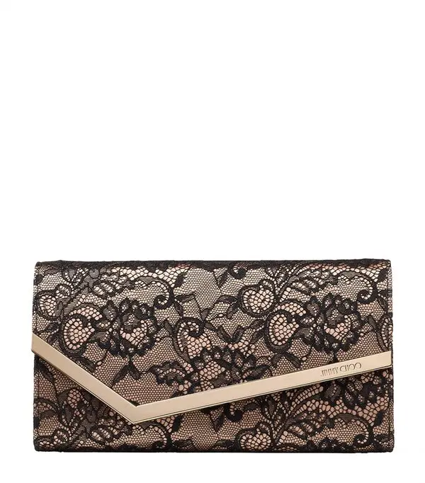 JIMMY CHOO Lace Emmie Clutch - Black