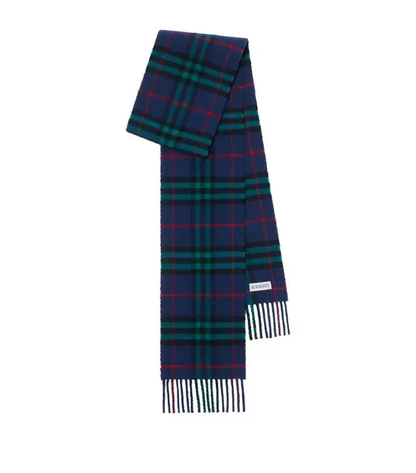 Burberry Cashmere Narrow Check Scarf - Blue