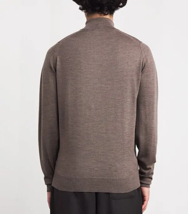 John Smedley Merino Wool Quarter-zip Sweater - Brown
