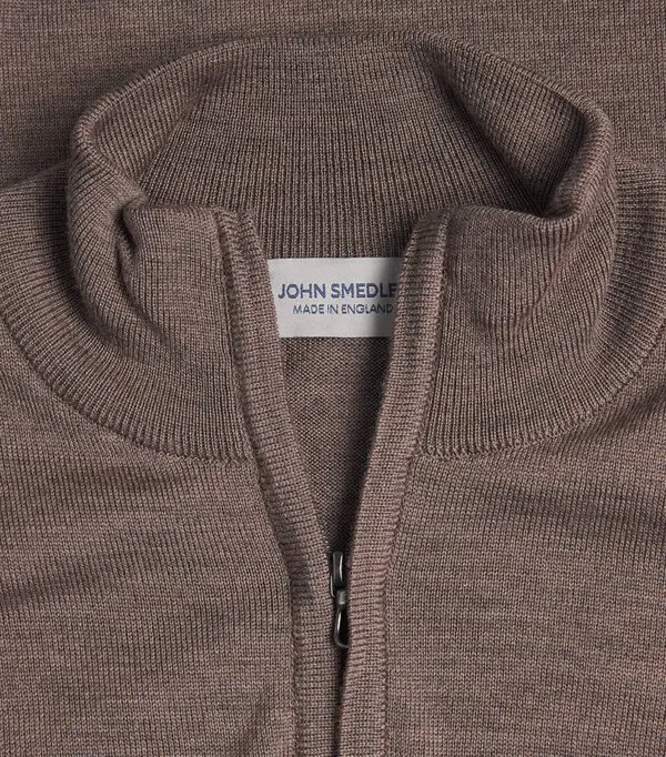 John Smedley Merino Wool Quarter-zip Sweater - Brown