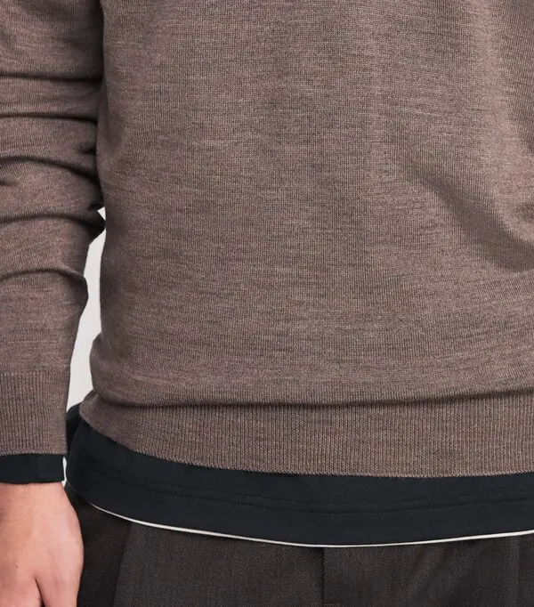 John Smedley Merino Wool Quarter-zip Sweater - Brown
