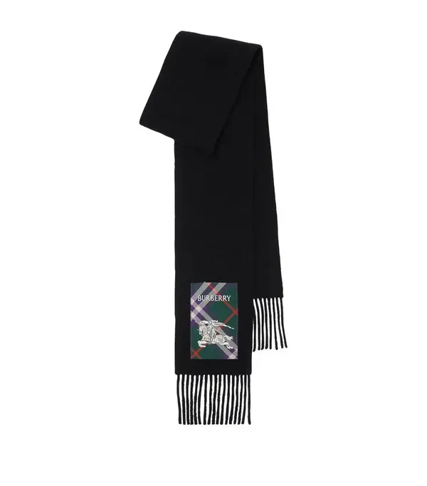 Burberry Cashmere Check Patch Scarf - Black