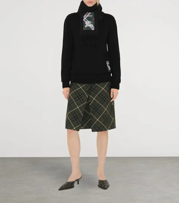 Burberry Cashmere Check Patch Scarf - Black
