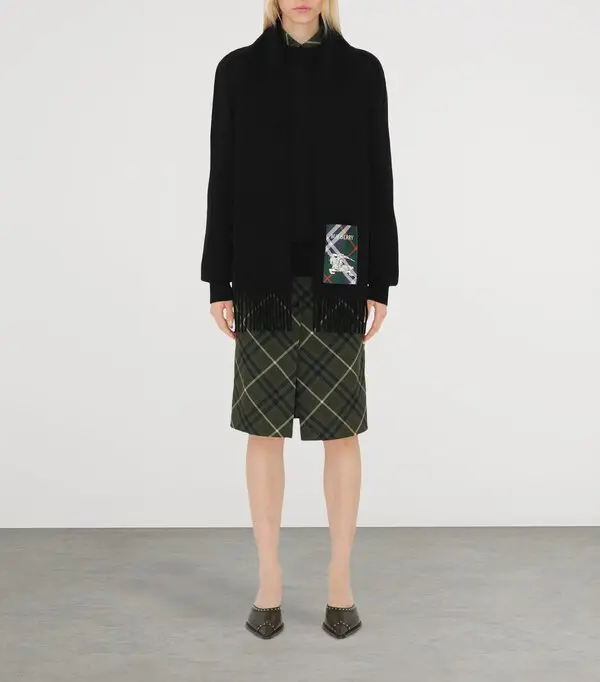 Burberry Cashmere Check Patch Scarf - Black