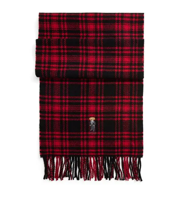 Polo Ralph Lauren Wool Check Polo Bear Scarf - Red