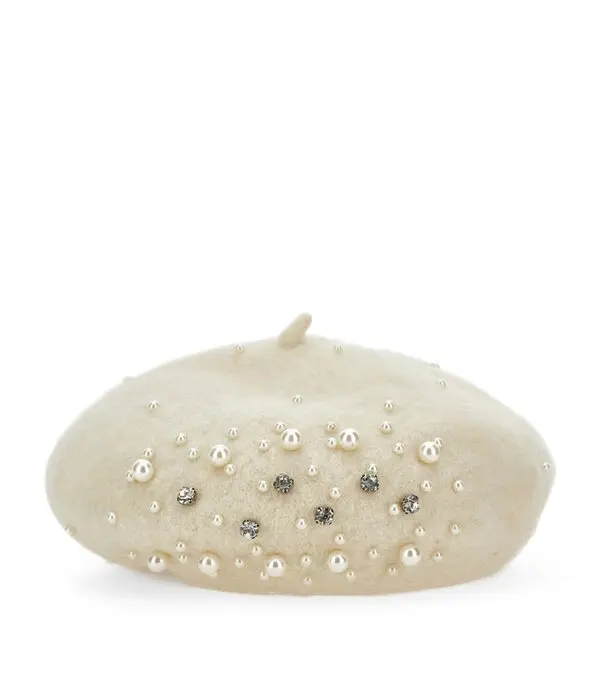 Monnalisa Embellished Beret - White
