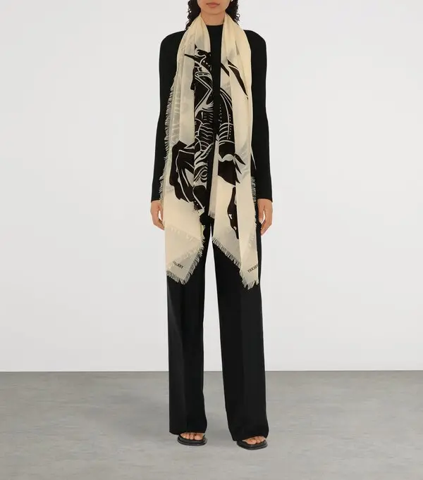 Burberry Wool Wide Ekd Scarf