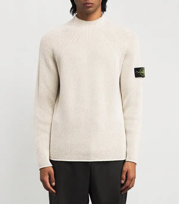 Stone Island Wool-blend Ribbed Knit Sweater