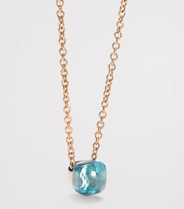 Pomellato Rose Gold Nudo Pendant Necklace - Blue