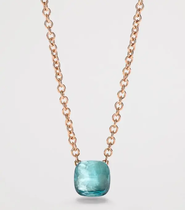 Pomellato Rose Gold Nudo Pendant Necklace - Blue