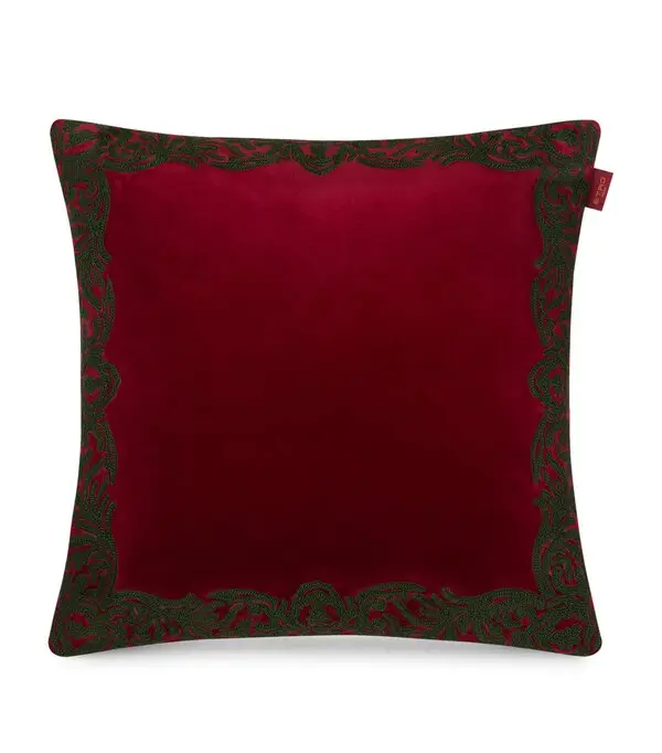 Etro Wool-blend Embroidered Paisley-trim Cushion - Burgundy