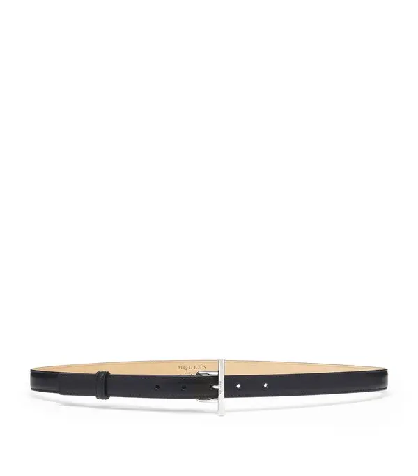 Alexander McQueen Leather T-bar Belt - Black