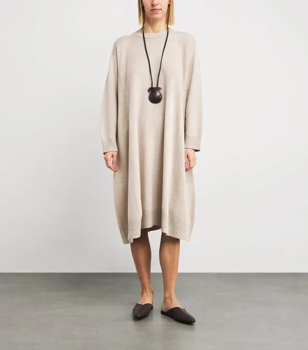 navy blue dress for baby girl Eskandar Cashmere A-Line Sweater Dress - Grey