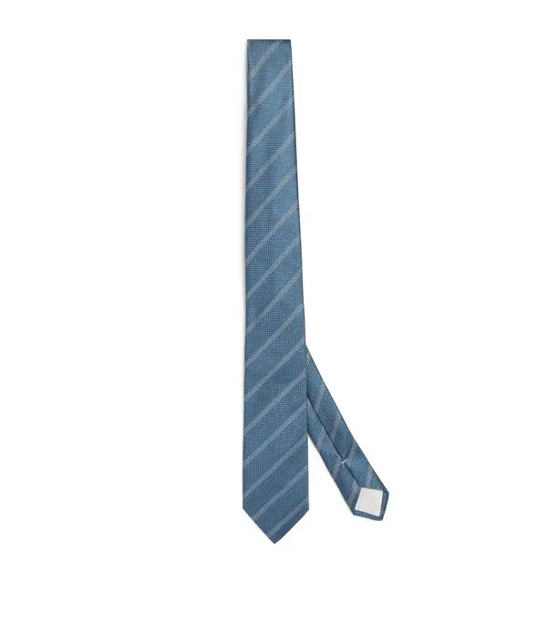 Giorgio Armani Silk Stripe Jacquard Standard Tie - Grey