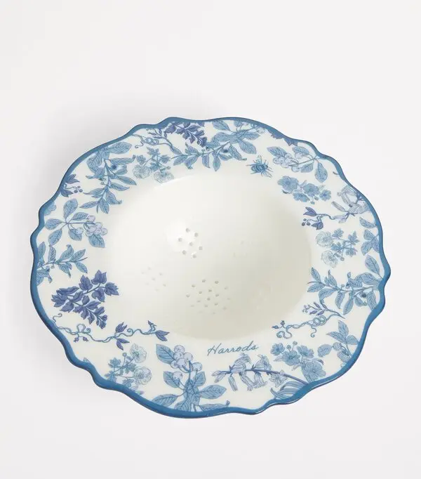 Harrods Bone China Toile Tea Strainer - Blue