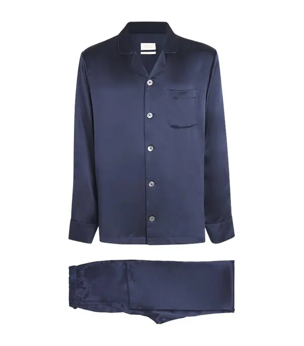 Harrods Silk Pyjama Set - Navy