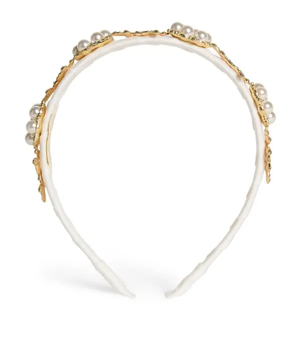 DAVID CHARLES Diamanté And Faux Pearl-embellished Headband - Ivory