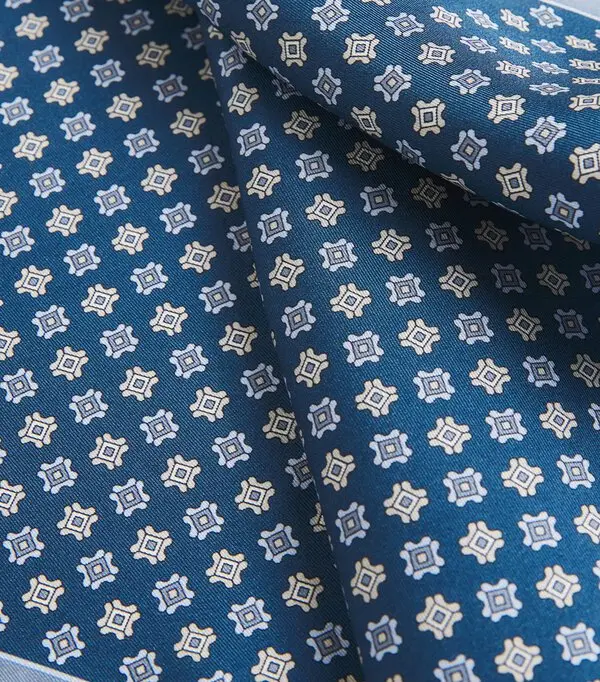 Canali Silk Tile Print Pocket Square - Blue