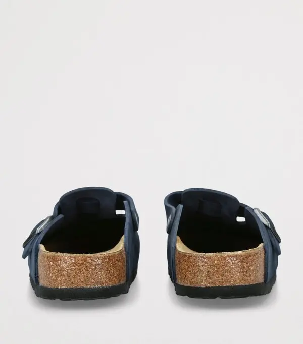 BIRKENSTOCK Suede Boston Clogs - Navy