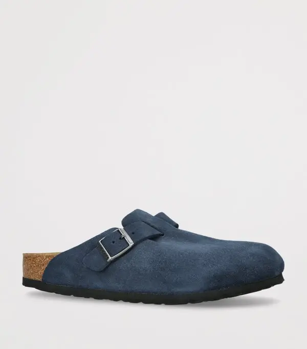 BIRKENSTOCK Suede Boston Clogs - Navy