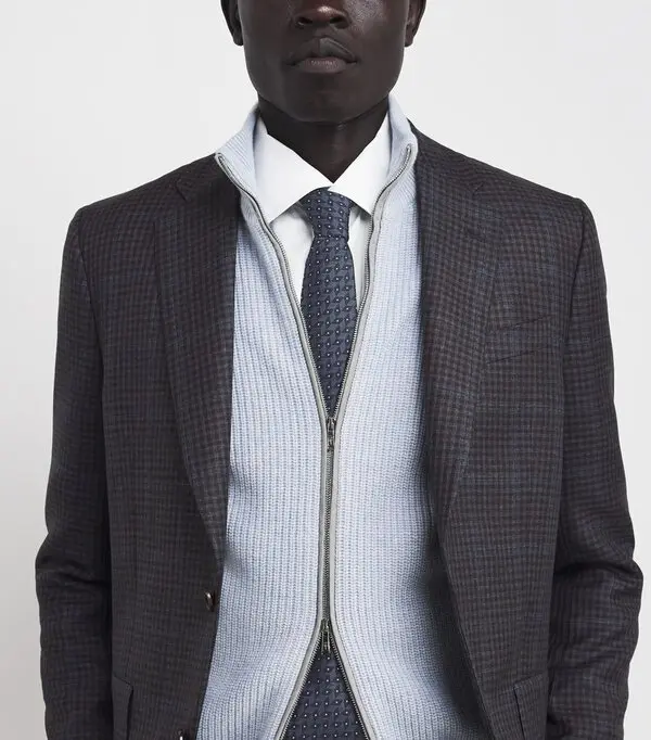 Giorgio Armani Silk Geometric Jacquard Neck Tie - Blue
