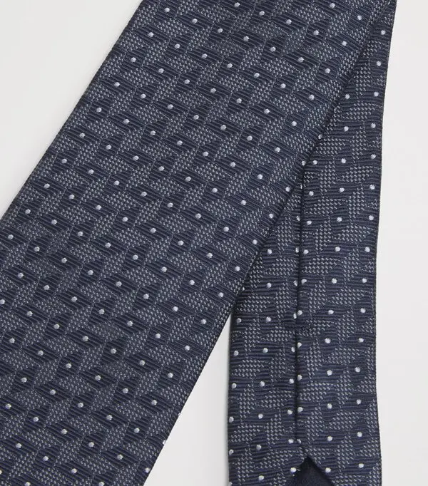 Giorgio Armani Silk Geometric Jacquard Neck Tie - Blue