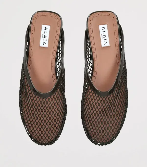 Alaïa Fishnet Mules - Green