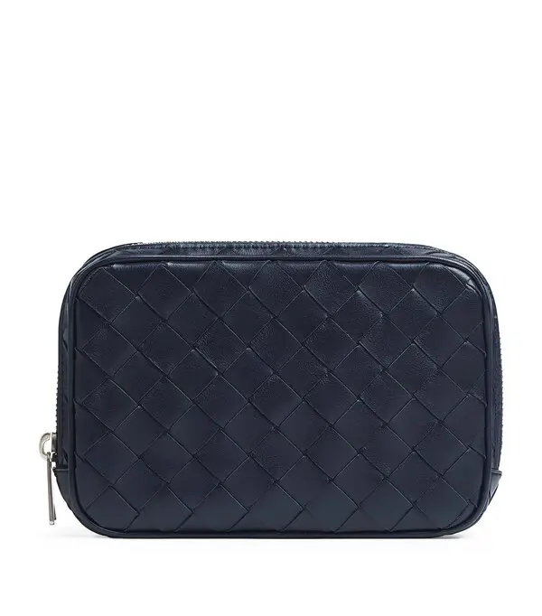 Bottega Veneta Leather Intrecciato Pouch - Grey