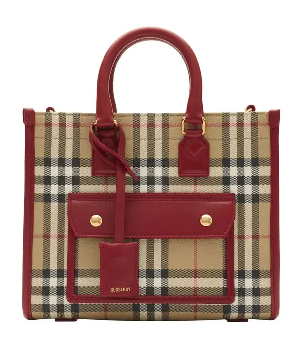 Burberry Mini Check Freya Tote Bag - Burgundy