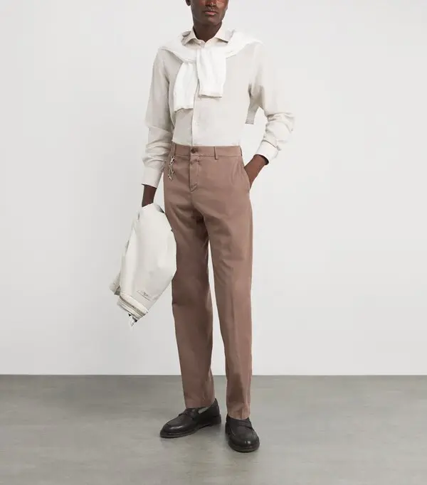 Paul & Shark Cotton-silk Blend Straight Chinos - Brown