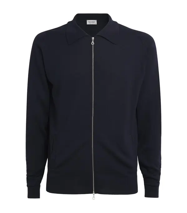 John Smedley Merino Wool Hybrid Overshirt - Navy