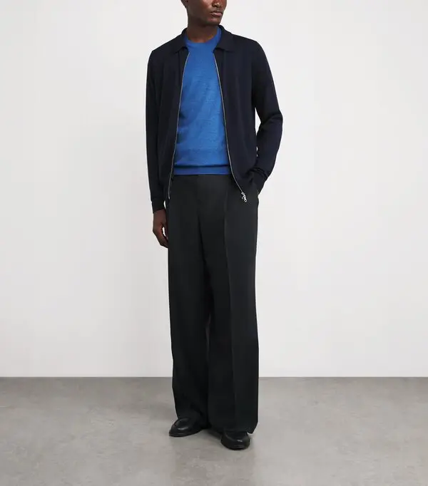 John Smedley Merino Wool Hybrid Overshirt - Navy