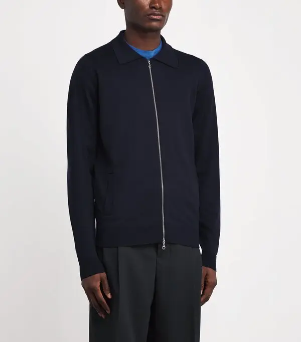 John Smedley Merino Wool Hybrid Overshirt - Navy