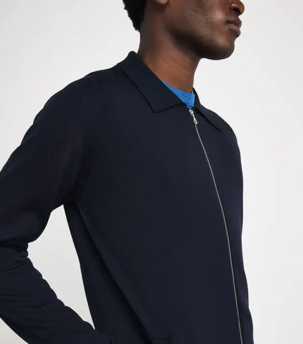 John Smedley Merino Wool Hybrid Overshirt - Navy