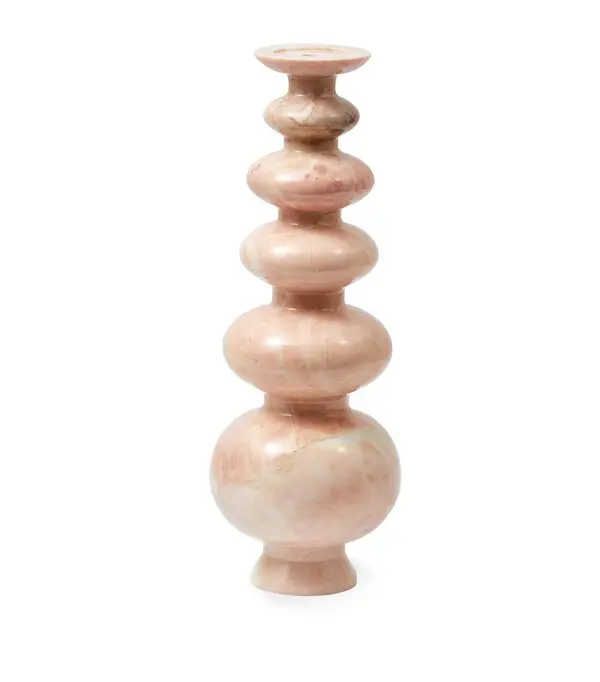 POLSPOTTEN Polished Marble Heritage Sphere Candle Holder - Pink