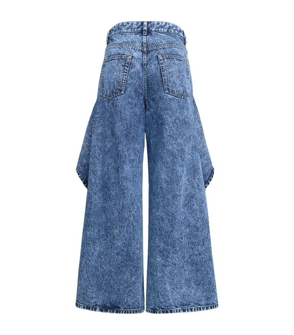 Alaïa Ruffled Split Jeans - Blue