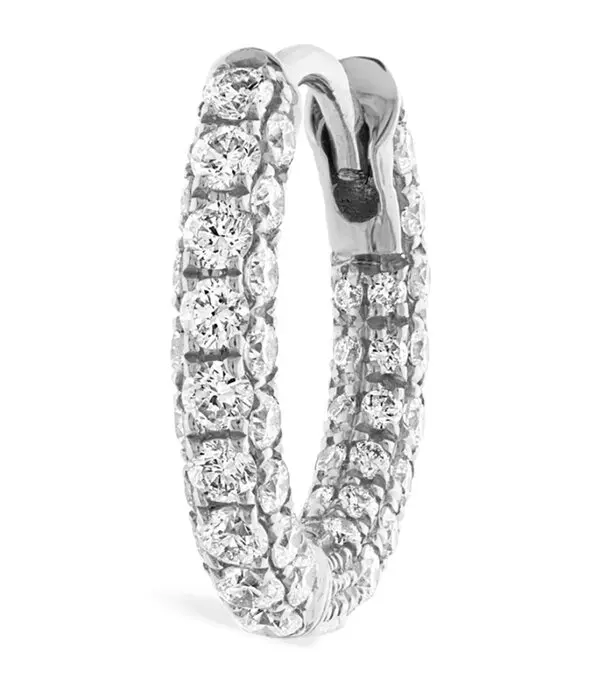 MARIA TASH Diamond Five Row Pavé Single Hoop Earring - White